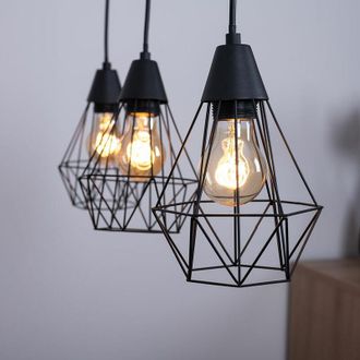 ETC Shop Retro Decken Pendel Leuchte Wohn Zimmer filament K&auml;fig H&auml;nge Lampe im Set inkl. led Leuchtmittel