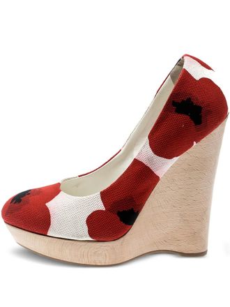 Saint Laurent escarpins compensés à fleurs 130 mm - Blanc