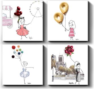 Picanova MIXPIX - Virgola Luftballons - Set Bestehend aus 4 St 20x20cm Fotokacheln - Drucke mit Wiederverwendbaren Klebepads, Einfach Aufzuhängen, Hält an Fast