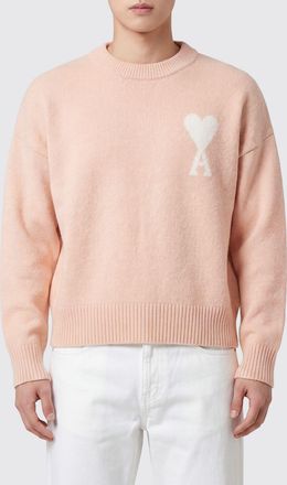 Ami Pull &agrave; col rond en m&eacute;lange de laine et alpaga avec logo jacquard