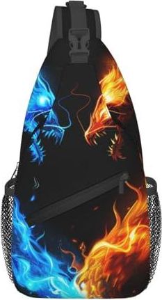 Generic Sac &agrave; bandouli&egrave;re Dragon de feu et dragon de glace pour homme