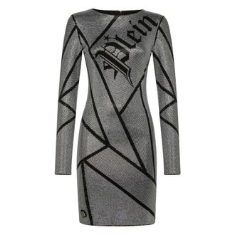 Philipp Plein Short Dress Crystal - - Dresses - Damen - Grau - M