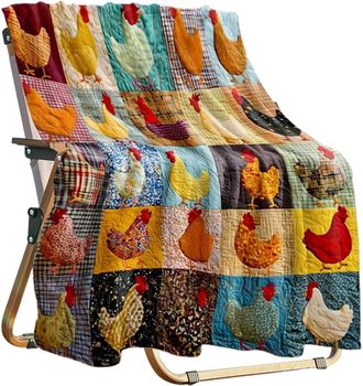 Generic Decke | Flanell Faltbare Atmungsaktive Gesteppte Decke - Niedliche H&uuml;hner Quilt - Ideal F&uuml;r Die Verwendung Mit Familie Und Freunden F&uuml;r Picknick Auf B