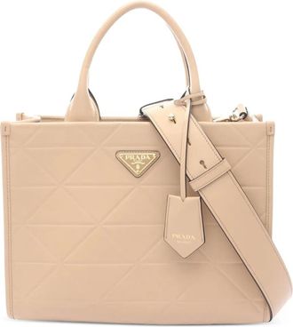 Prada 2010-2025 kleine Soft Calf Symbole Satchel-Tasche - Braun