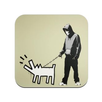 Fabulous Banksy Choose Your Weapon Untersetzer aus Kork, f&uuml;r Hunde, Aboie Graffiti Street Art, 1 St&uuml;ck (95 x 95 mm)