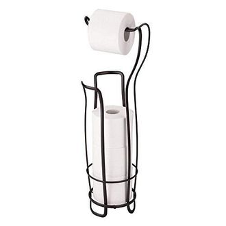 InterDesign iDesign Axis Klopapierhalter mit Ersatzrollenhalter, freistehender Toilettenpapierständer aus Metall, bronzefarben