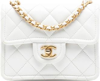 Chanel Hobo Bags - Mini Quilted Caviar Sweet Classic Flap - Gr. unisize - in Wei&szlig; - f&uuml;r Damen