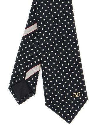 Valentino Garavani Mens Silk Tie Vlogo Black Ties & Bow