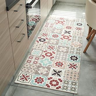 Nazar Rugs Tapis de Cuisine Lavable en Machine, Kitchen, Tapis De Passage, Tapis Salle De Bain, Tapis Couloir (756 Multi, 70x180 cm), (Stampa)