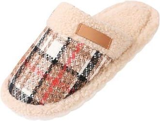 Generic Pantoufles dhiver chaudes pour homme et femme, pantoufles moelleuses &agrave; carreaux en mousse &agrave; m&eacute;moire de forme, pantoufles dint&eacute;rieur doubl&eacute;es, pantoufl