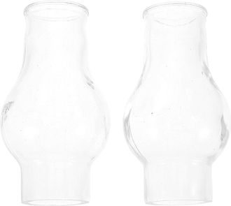 DOITOOL 2 Stück Klare Glas lampenschirme für Petroleum Kerosinlampen Vintage Retro Design Stabil Leicht Montierbar für Kleine Öl Kohleöllampen Geeignet Warmes