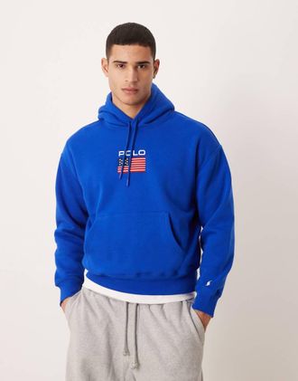 Polo Ralph Lauren Team USA - Unisex-Kapuzenpullover in Blau mit Logo auf der Brust