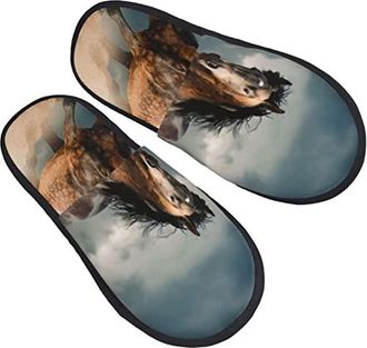 Generic Chaussons Femme Homme Cool Cheval &Eacute;quin Maison Pantoufles Chaude Pantoufles En Peluche Confort Chausson DHiver Pour Voyager Int&eacute;rieur Ext&eacute;rieur M