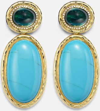 Octavia Elizabeth Ohrringe Bermuda Blue aus 18kt Gelbgold (750/1000) mit Diamanten, Turmalin und T&uuml;rkis