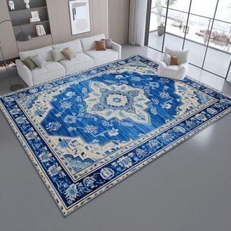 Generic Tapis 140 x 200 cm D&eacute;coratif De Bordure D&eacute;corative Classique, Tapis De Chambre &agrave; Coucher antid&eacute;rapant Poil Court - pour Salon Chambre &agrave; Coucher Salle 