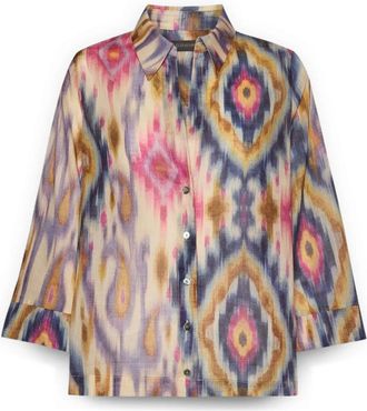 Elena Miro Femme, Blouses et Chemises, Violet, Taille: 56 FR Chemise en mousseline de coton imprim&eacute;e