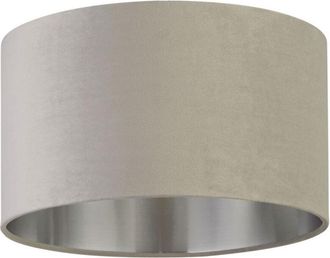 Licht-Erlebnisse Abat-jour pour lampes suspendues en tissu &Oslash; 38 cm en gris clair argent bross&eacute; abat-jour rond moderne en verre