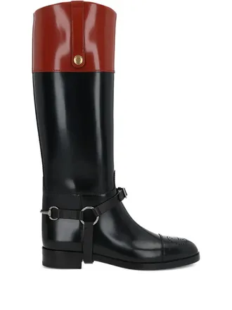 Gucci bottes &agrave; d&eacute;tail de harnais - Noir