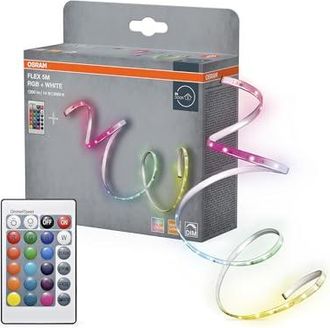 Osram FLEX 5M LED-Streifen RC, wei&szlig;, 14W, 900lm, warmwei&szlig;es Licht, integrierter Sound-Receiver, RGB-Farbsensor, Fernbedienung, lange Lebensdauer, einfache M