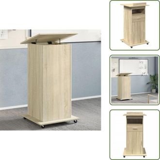 vidaXL Rednerpult mit Rollen & Schublade Sonoma-Eiche 55x55x107 cm - B&uuml;rotisch - Rednerpult - Schreibtisch - Konferenztisch - Laptopst&auml;nder - The Living