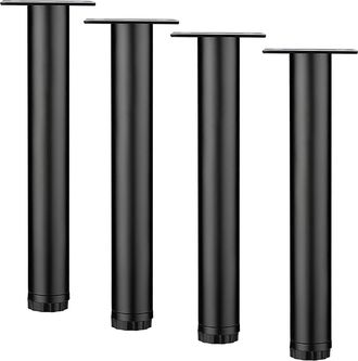 Generic Schwarze Sofabeine Aus Metall (10, 12, 13 cm) - Ersatz F&uuml;r M&ouml;bel Wie B&uuml;cherregale, Tische, Schr&auml;nke, Kommoden Mit Verstellbaren, Rutschfesten Fu&szlig;kappe