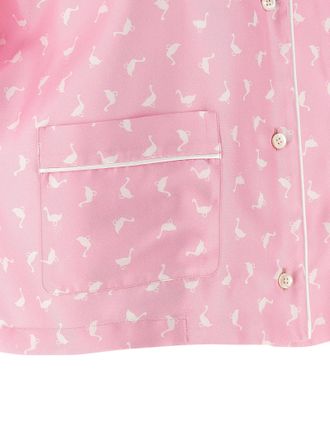 Moschino Goose-Print Silk Twill Shirt - Pink