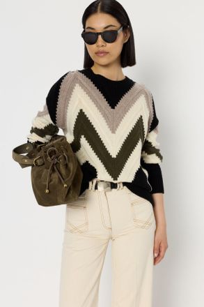 Gerard Darel Pull &agrave; chevrons graphiques en laine - ELISSA - Noir
