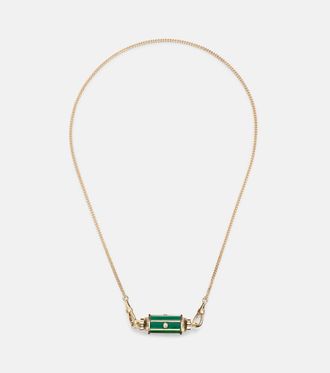 Marie Lichtenberg Halskette Baby Locket aus 18kt Gelbgold mit Diamanten und Malachit