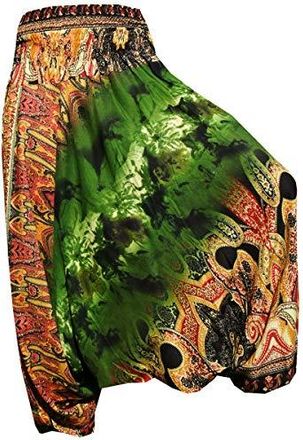 Panasiam Aladin Batik Pants, L Batik in Green