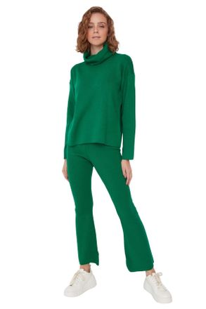 Trendyol Trendyol Womens Herren Loungewear Mittlerer Bund Figurbetont Hose Pants, Green, Medium