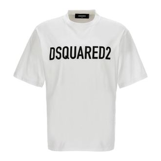 Dsquared2 Homme, Tops, Blanc, Taille: XL Logo T-Shirt