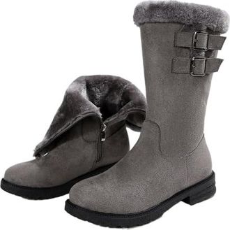 Generic Bottes de neige tendance mi-mollet pour femme, bottes confortables pour femme, doublure en fausse fourrure, bottes de neige antidérapantes pour la ran