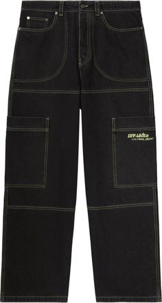 Off-white Irregular Cargo-Jeans - Schwarz
