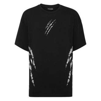 Plein Sport Homme, Tops, Noir, Taille: XS Cotton Round Neck T-Shirt Body Lines