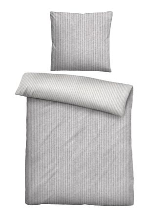 Biberna Melange-Flanell Bettwäsche 0840507 WEBSTREIFEN 1x 135x200 cm + 1x 80x80 cm, sturmgrau