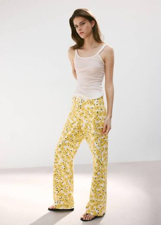 Mango Gerade Jeans mit floralem Muster gelb - Damen - 32 - MANGO