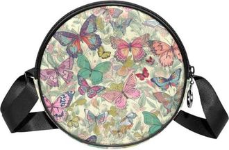 Generic Petit sac &agrave; bandouli&egrave;re circulaire pour femme, petit sac &agrave; bandouli&egrave;re avec fermeture &eacute;clair, bretelles r&eacute;glables, sac &agrave; main rond d&eacute;contract&eacute; pour fe
