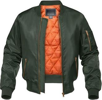 KEFITEVD Hommes Cargo Bombardiers Vestes Thermique Moto Armée Verte Vestes Militaire Coupe-Vent avec Poches à Fermeture à Glissière - Armée Vert - 2XL/étiquett