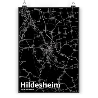 Mr. & Mrs. Panda Bild Hildesheim DIN A5 - Geschenk, drucke, Wandschmuck, Stadt, wanddeko, Deko, Dorf Karte Landkarte Map Stadtplan, Plakat