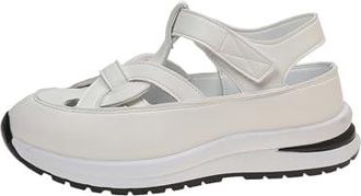 Generic Sandales plates dété respirantes et confortables à talon incliné et à bout fermé pour femme, blanc, 5 UK 3X-Narrow