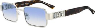 Dsquared2 unisex, Accessoires, Gris, Taille: 54 MM Rectangular Metal Lunettes de soleil