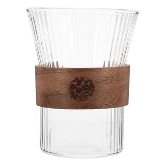 BESPORTBLE Glasbecher f&uuml;r Badezimmer mit Elegantem Holzbund Transparenter Zahnb&uuml;rstenhalter Praktisch und Leicht zu Reinigen Stilvoller Mundsp&uuml;lbecher f&uuml;r T&auml;glic