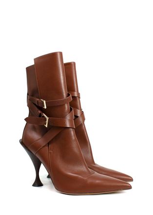 Burberry Hadfield Pedestal-heel Leather Boots Size 40.5