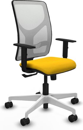 Piqueras y Crespo B&uuml;rostuhl aus Stoff mit 1D-Armen, h&ouml;henverstellbare Lendenwirbelst&uuml;tze, ausgestattet mit 3 Positionen und Schneideschaum, Wei&szlig;/Gelb