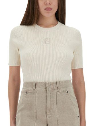 Fendi Logo Knit T-Shirt - White