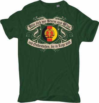 Spass Kostet Herren M&auml;nner T-Shirt H&uuml;te Dich vor Sturm und Wind und Ostdeutschen DDR NVA