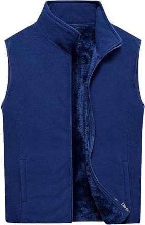 Generic Veste en polaire pour homme - Automne et hiver - Col rond - Style décontracté et confortable - Couleur unie - Cadeau de Noël, bleu, 6XL