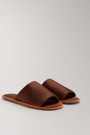 Mango Mules satin&eacute;es avec passepoil contrastant en satin marron - Femme - 36 - MANGO