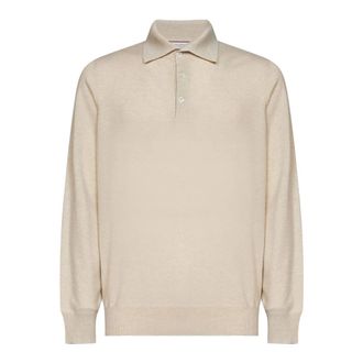 Brunello Cucinelli Kaschmir-Strick-Poloshirt - - Knitwear - Herren - Beige - 2XL