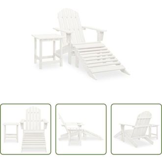 vidaXL Tisch - Adirondack-Gartenstuhl mit Fu&szlig;st&uuml;tze & Tisch Tannenholz Wei&szlig;